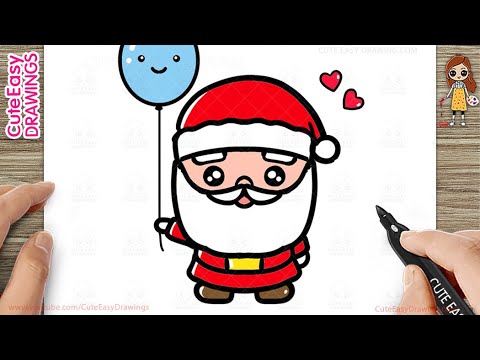 How to Draw a Cute Santa Claus - Simple and Easy Step-by-Step for Kids ...