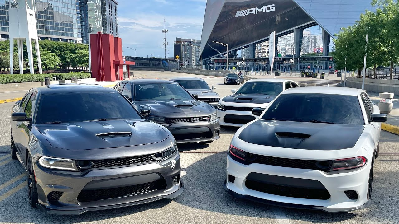 5 Dodge Charger RT’S Takeover ATL… - YouTube