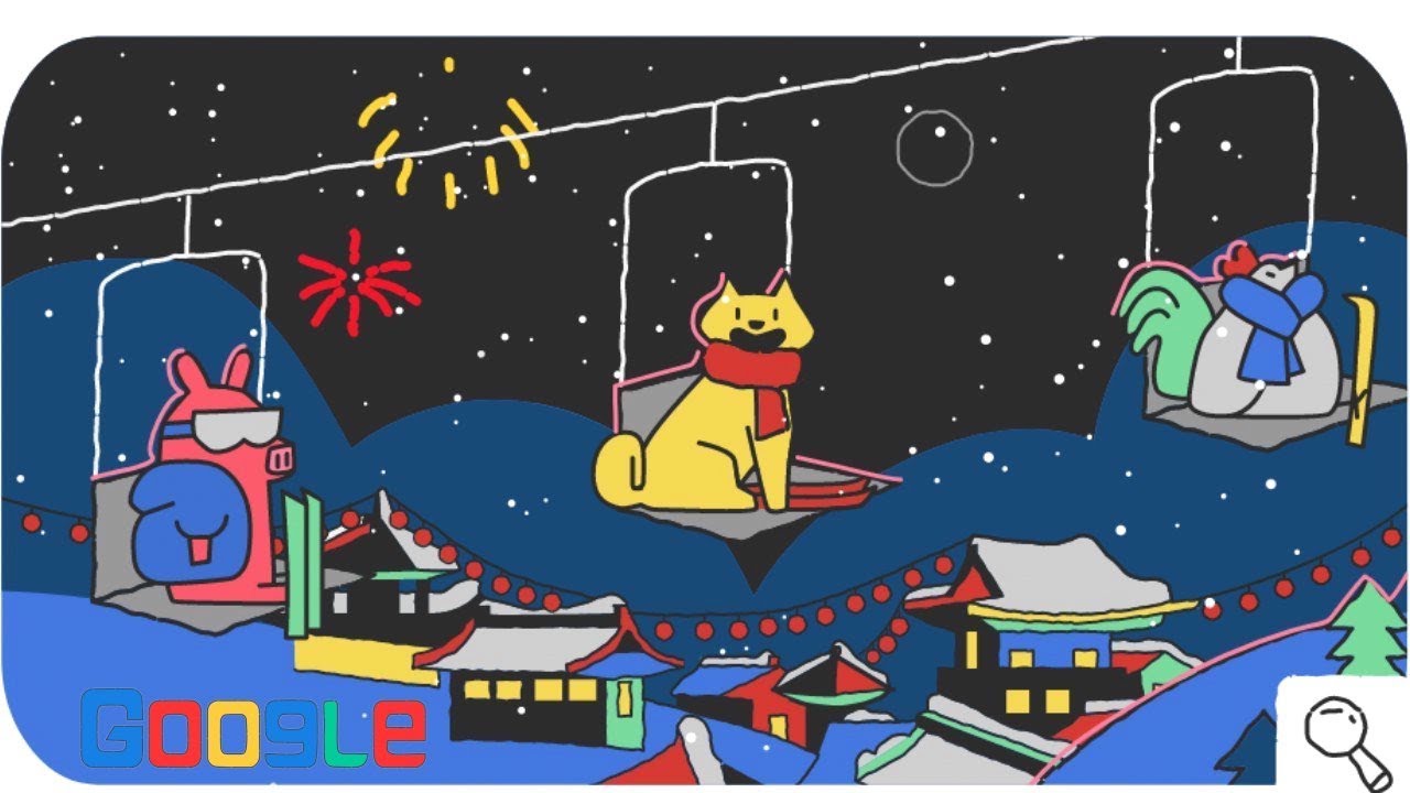 Winter Olympics (Day 8 of the Doodle Snow Games - Ski lift - Lunar New ...