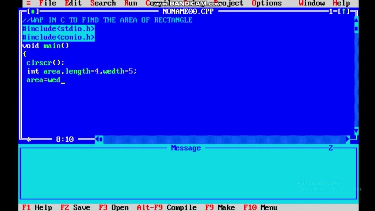 WAP IN C TO FIND THE AREA OF RECTANGLE - YouTube