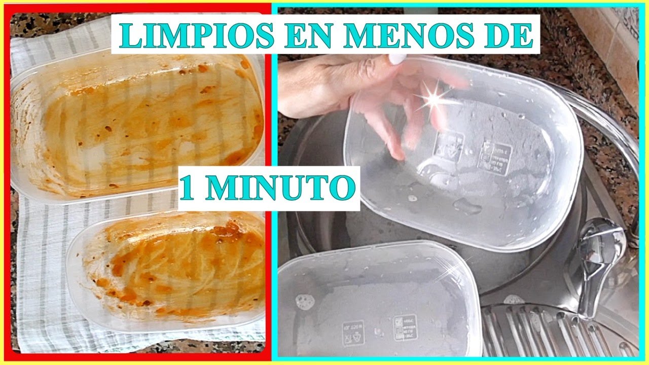 🧼 Como limpiar los TUPPERS de PLÁSTICO Rápido - YouTube