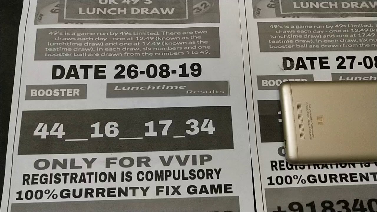 Uk49's CONFIRM 100% WINNING RESULT FOR LUNCH TIME AND TEA TIME 27/08/19 ...
