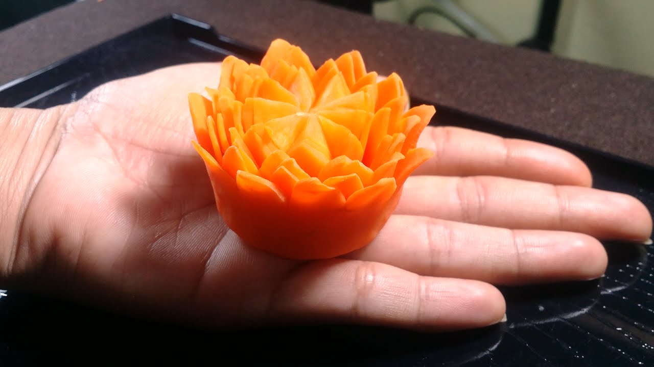 The Art Of Carrot Lotus Carving - Fruit & Vegetable Design & Decoration ...