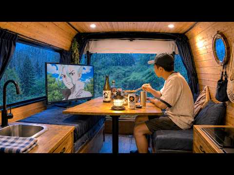 Yağmur Altında Huzurlu Solo Kamp ☔️ | Nehir ve Yağmur Sesleri Eşliğinde Rahat Van Life ASMR