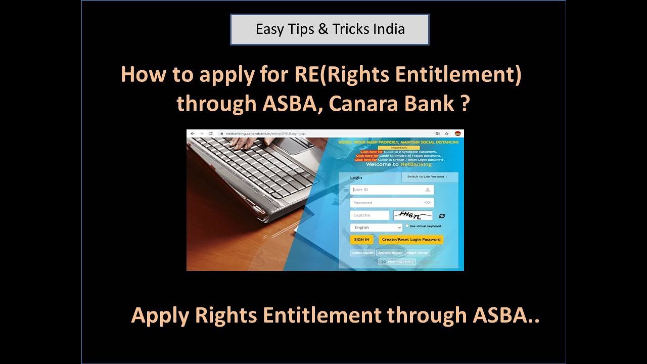 How to apply for REs through ASBA by Canara bank account? - YouTube