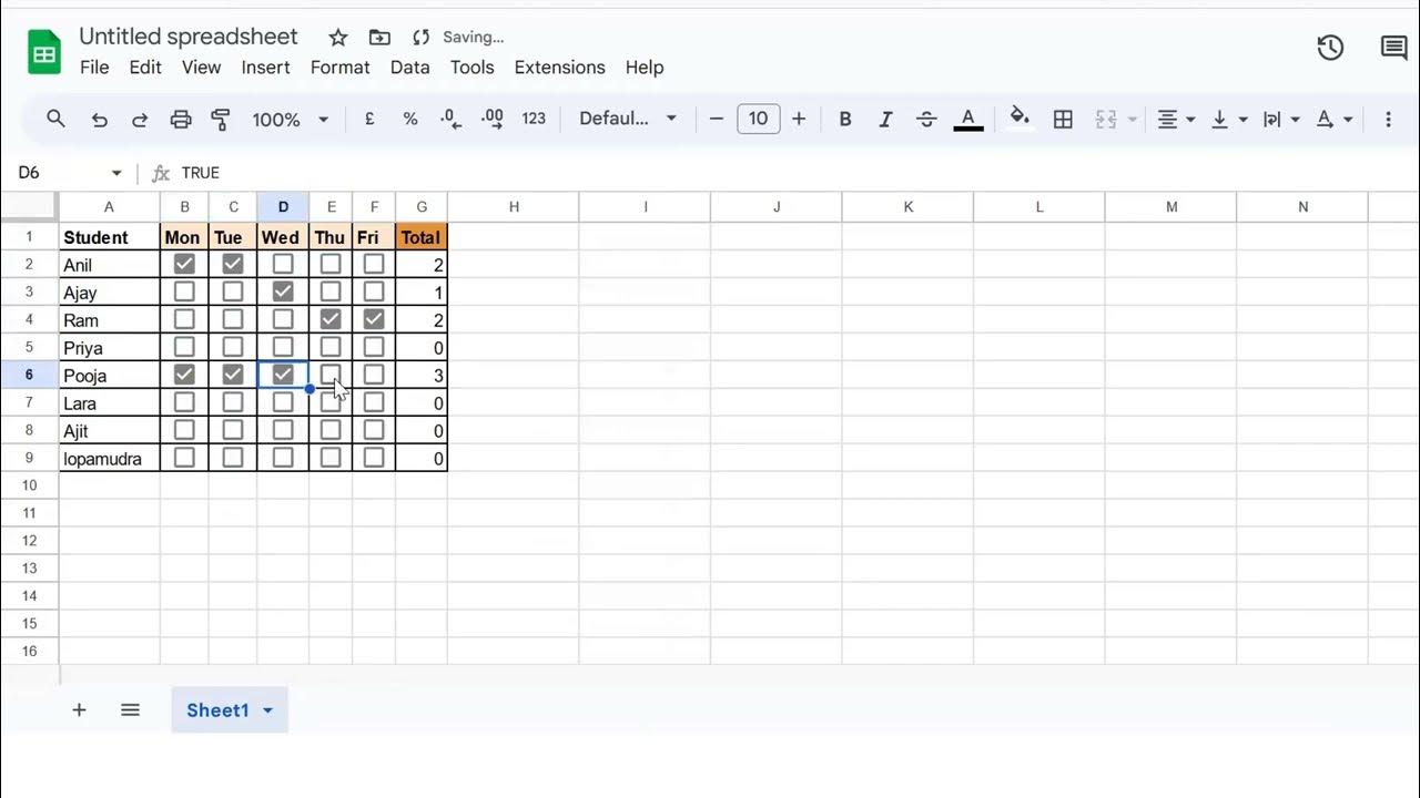 How to keep track of attendance in Google Sheets #shorts #googlesheets #excel - YouTube