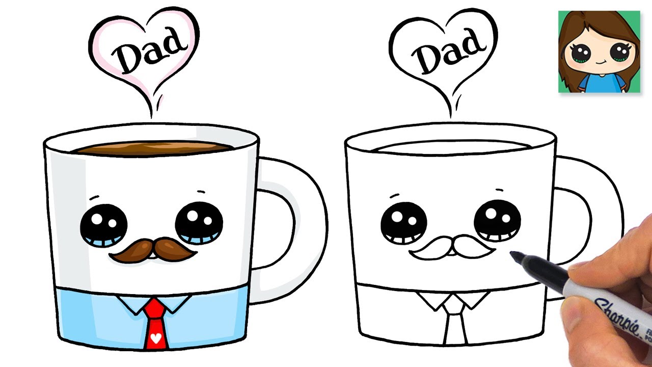 How to Draw a Cup of Coffee ☕️ Father's Day Art - YouTube