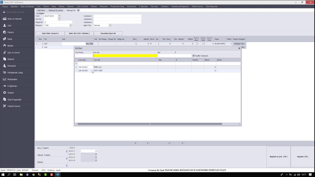 Dekont- 1 ( Dekont Kayıt ) OPAK TİCARİ ERP - YouTube