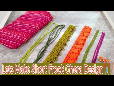 Short frock Ghera Design Cutting and stitching//Daman design with lace ...