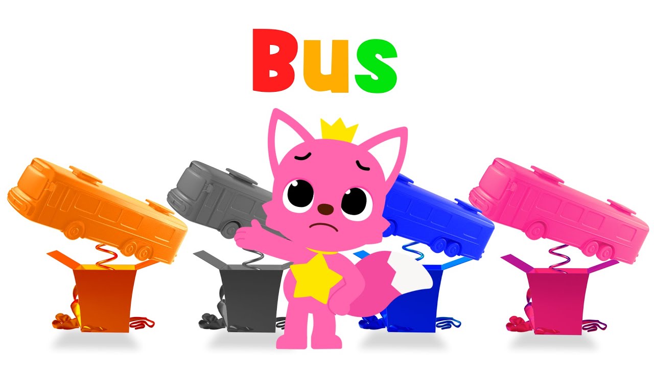 🎨 Learn colors with Vehicle : Bus 🚌 | Surprise Box | Hogi & Pinkfong ...