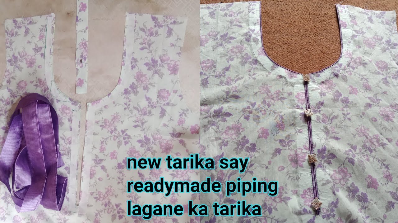 Piping neck design for kurti cutting and stitching | latest gala design ...