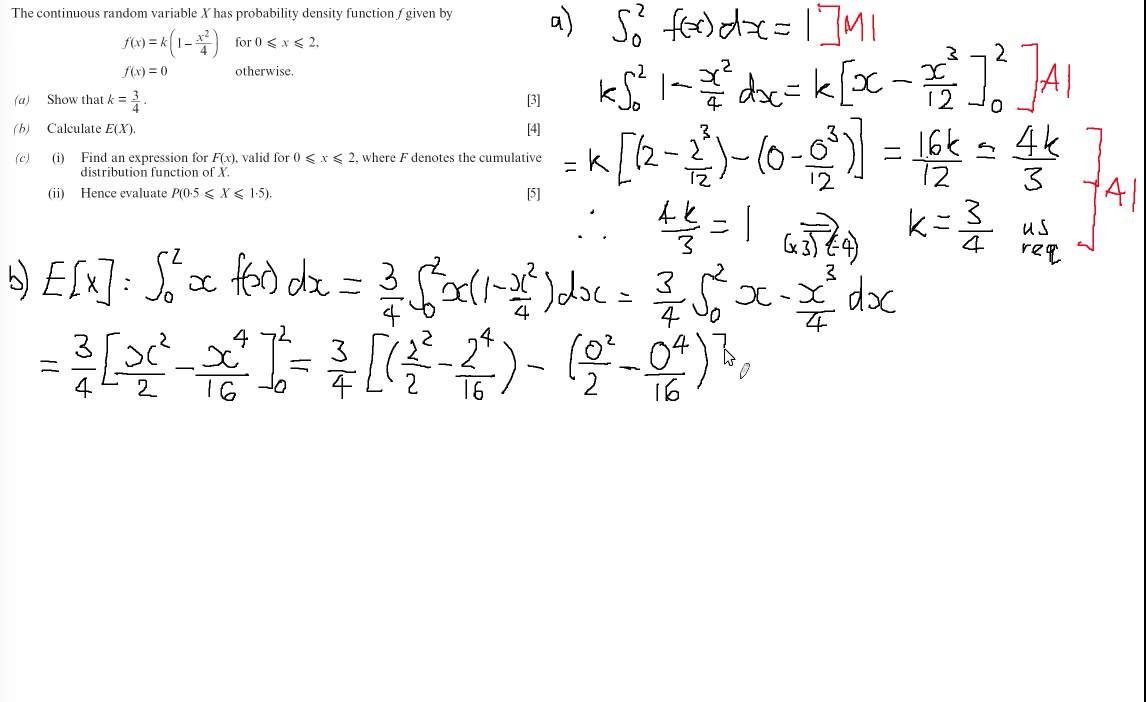 WJEC S1 2013 June Q9 Continuous Random Variables Solution - YouTube