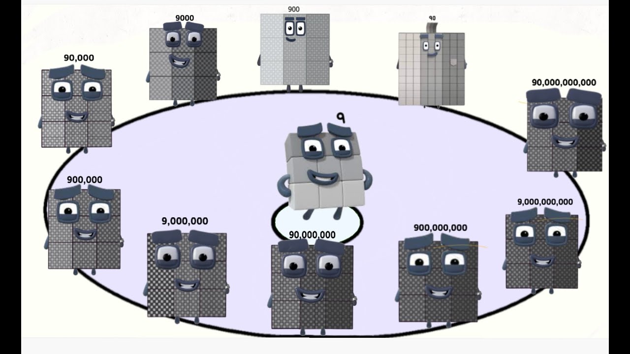 Numberblocks 9 times and add from difficult level to easy level - YouTube