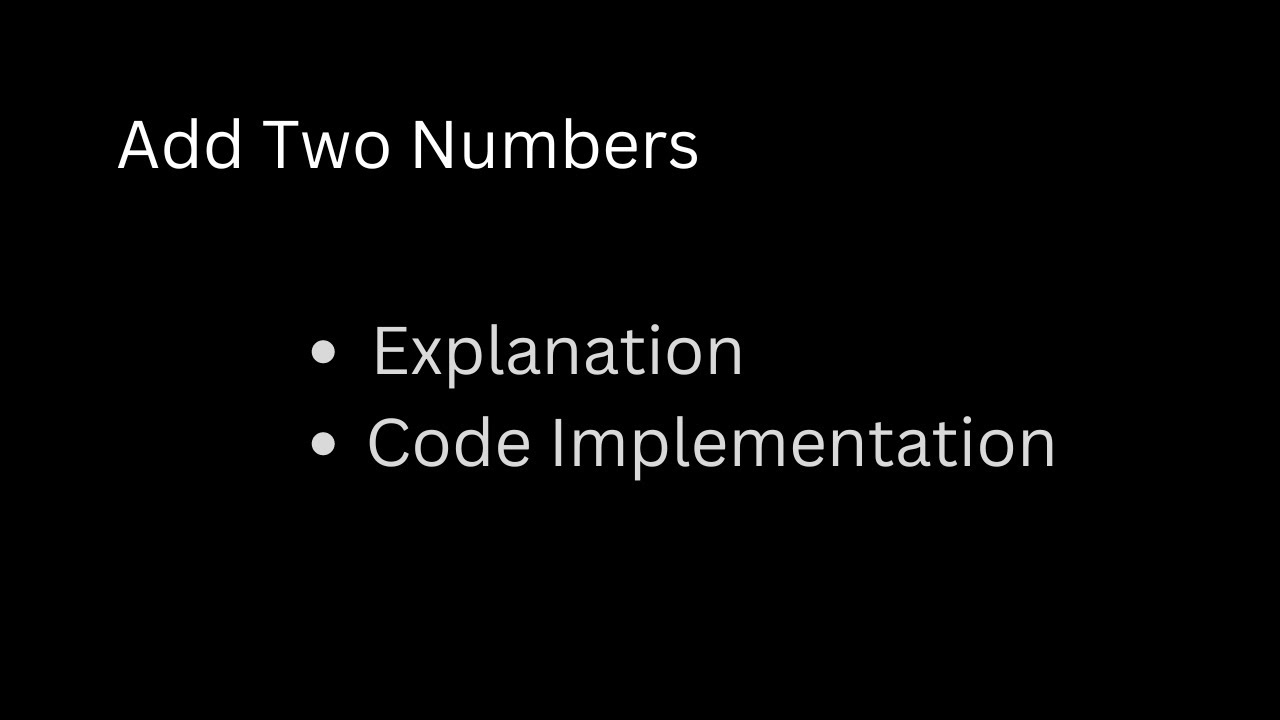Add Two Numbers Leetcode Problems Python Youtube 3210