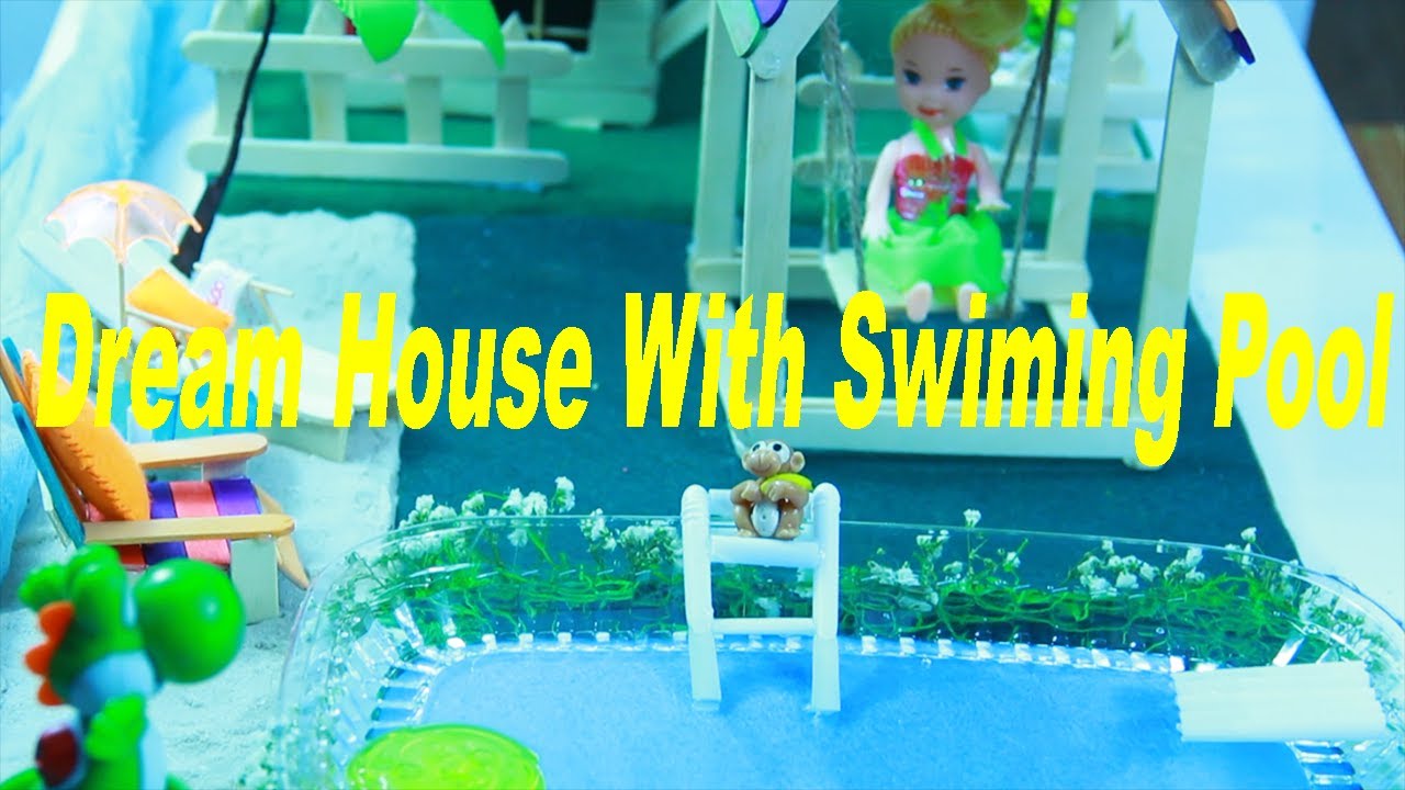 How to Make A Popsicle Stick House With Beautiful Swimming Pool - YouTube