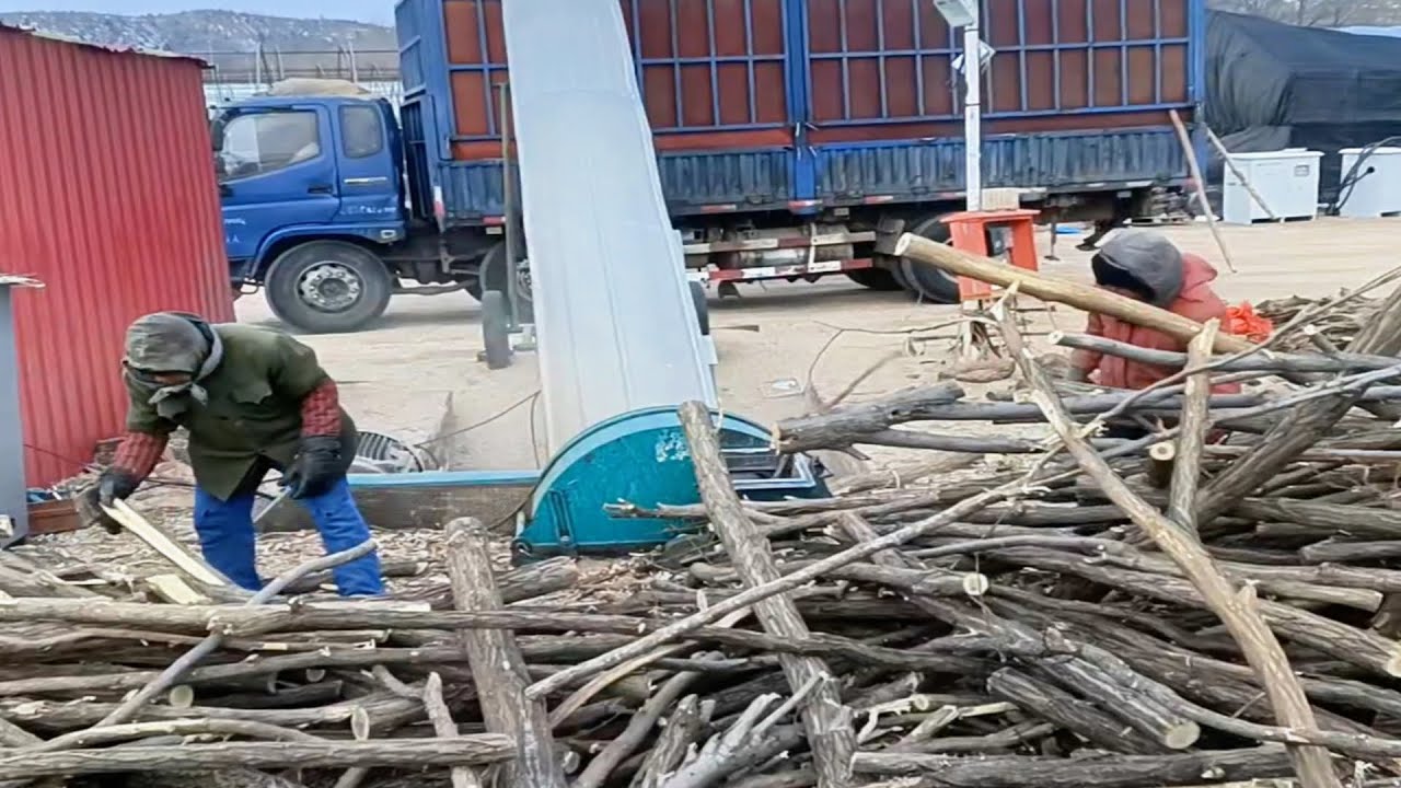 Amazing powerful wood chipper working - Sawdust factory. - YouTube