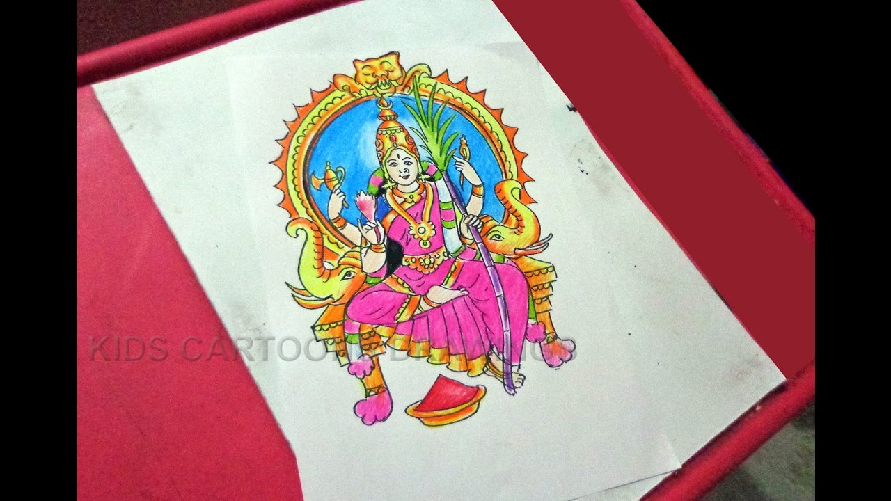 How to Draw Dussehra Navratri Goddess Rajarajeshwari Devi Drawing Step ...