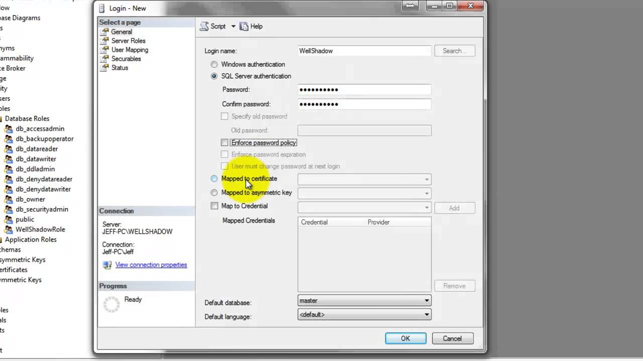 Well Shadow: Create SQL Server Login - YouTube