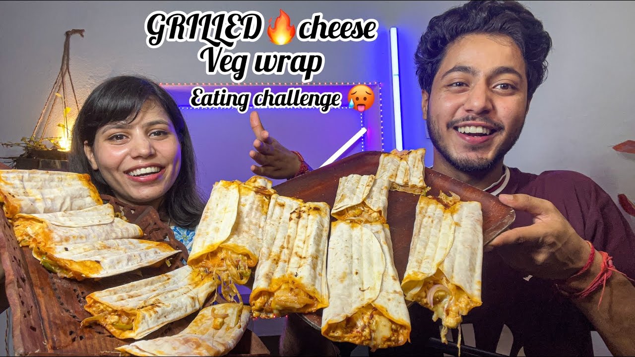 UNLIMITED GRILLED 🔥 CHEESE VEG WRAPS EATING CHALLENGE | Veg grill wrap ...