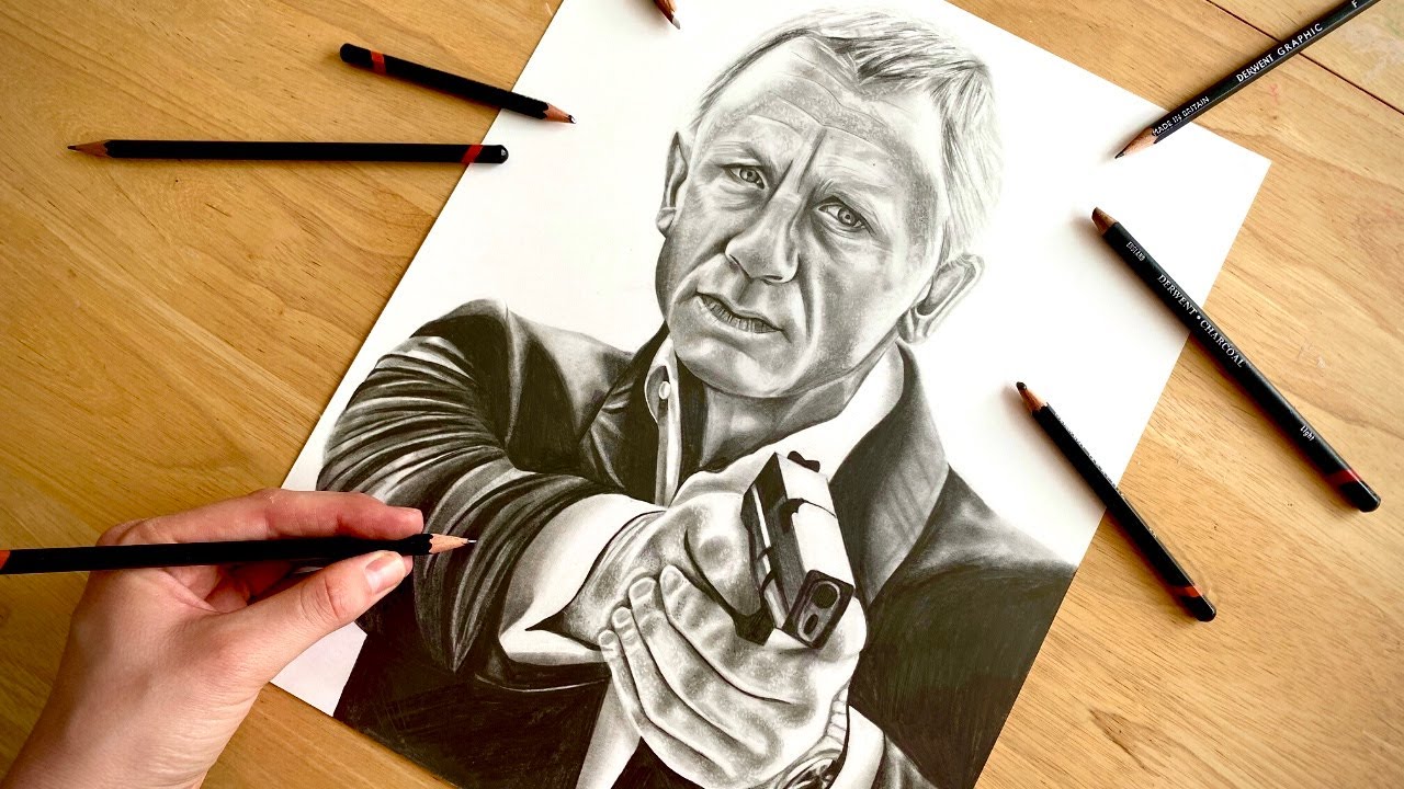 DRAWING JAMES BOND FROM NO TIME TO DIE!! - YouTube