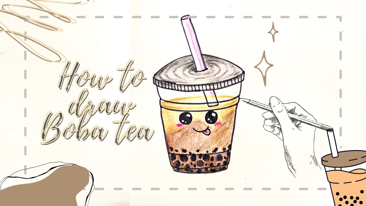 How To Draw Boba Tea | Bubble Tea | Satisfactory Drawing | Cute Drawing ...