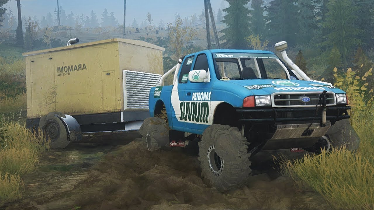 MUDRUNNER MODS! 4x4 Ford Hauling a Trailer Through Mud! (SpinTires ...