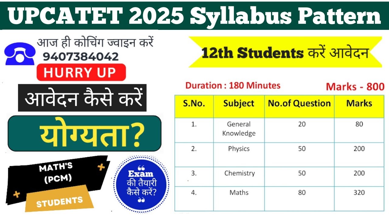 UPCATET UG Exam 2025 PCM | UPCATET UG Syllabus 2025 Eligibility, Exam ...