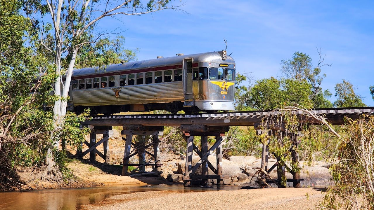 The Savannahlander crosses the Rocky Tate River. - YouTube