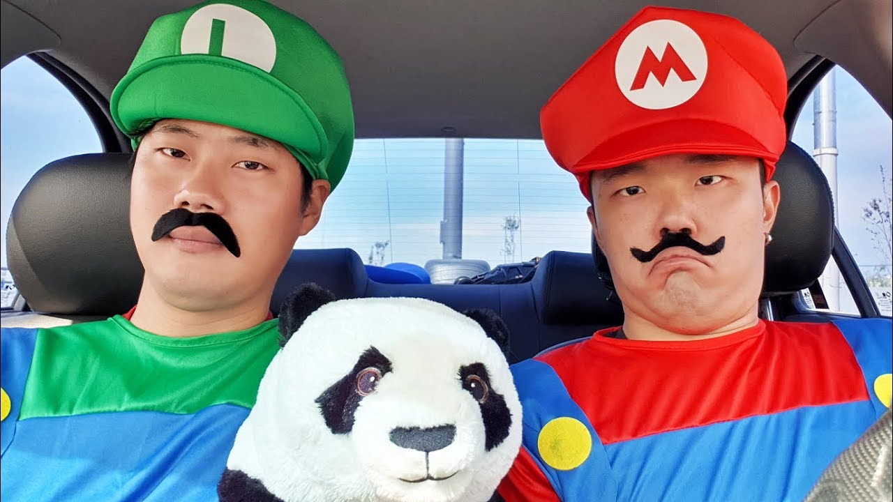 Super Mario surprise Panda in Dancing Car Ride - YouTube