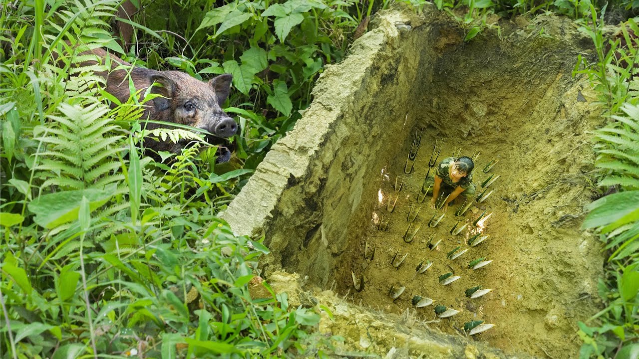 Lie still! The wild boar is coming.../ Digging a Big Trap and Waiting ...