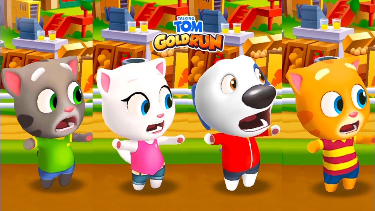 Talking Tom Gold Run Tom vs Angela vs Hank vs Ginger Runs in The Ginger ...