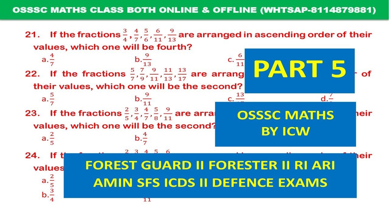 MATH PART 5 II OSSSC II FOREST II GUARD II FORESTER II LSI II RI II ARI ...