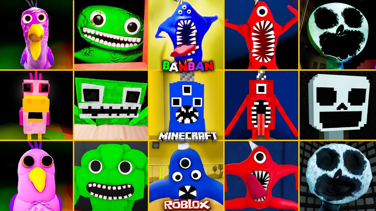 Garten of Banban 3 ALL JUMPSCARES vs MINECRAFT vs ROBLOX | Nabnab ...