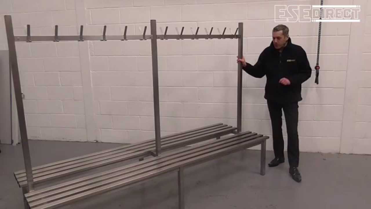 Stainless steel changing room bench great for use poolside. - YouTube