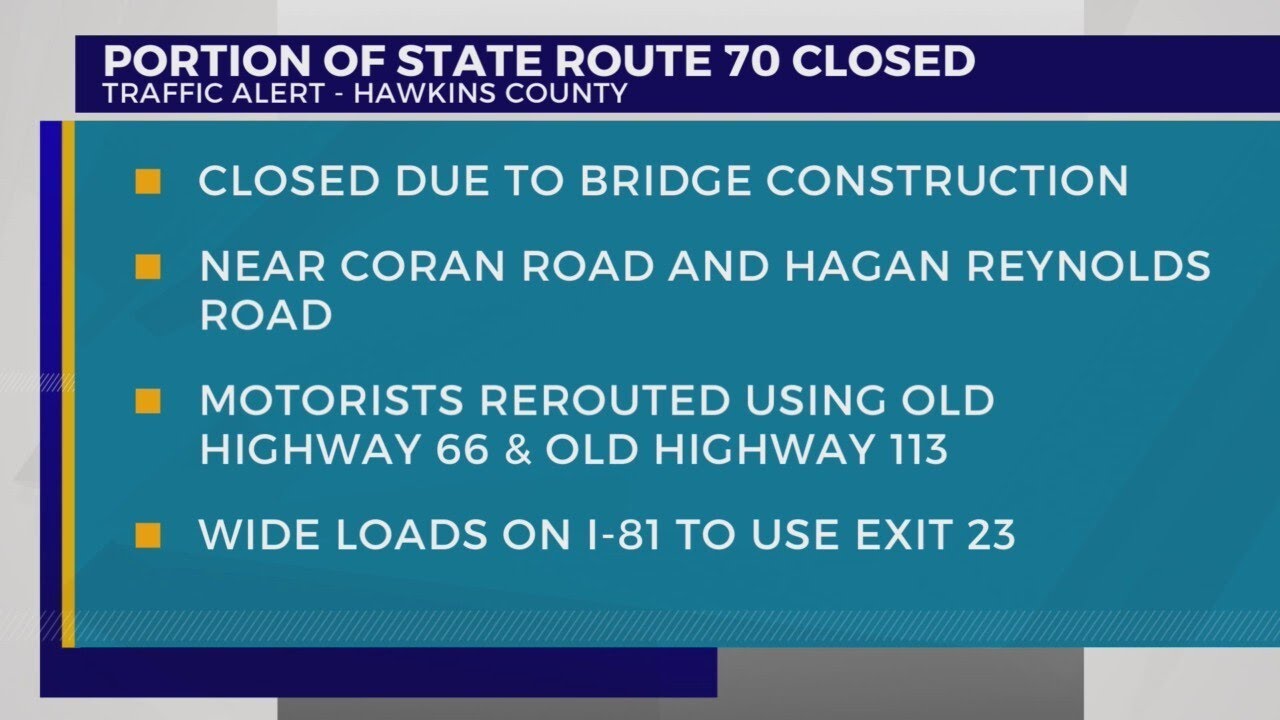 TDOT: Portion of State Route 70 in Hawkins County closed - YouTube