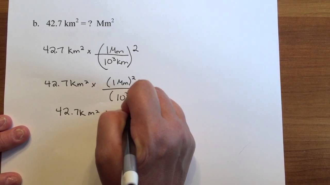 Converting metric units with exponents - YouTube