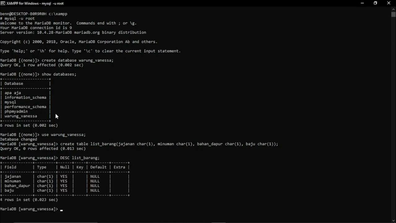 Tutorial Membuat Database dengan Menggunakan Perintah DDL - YouTube