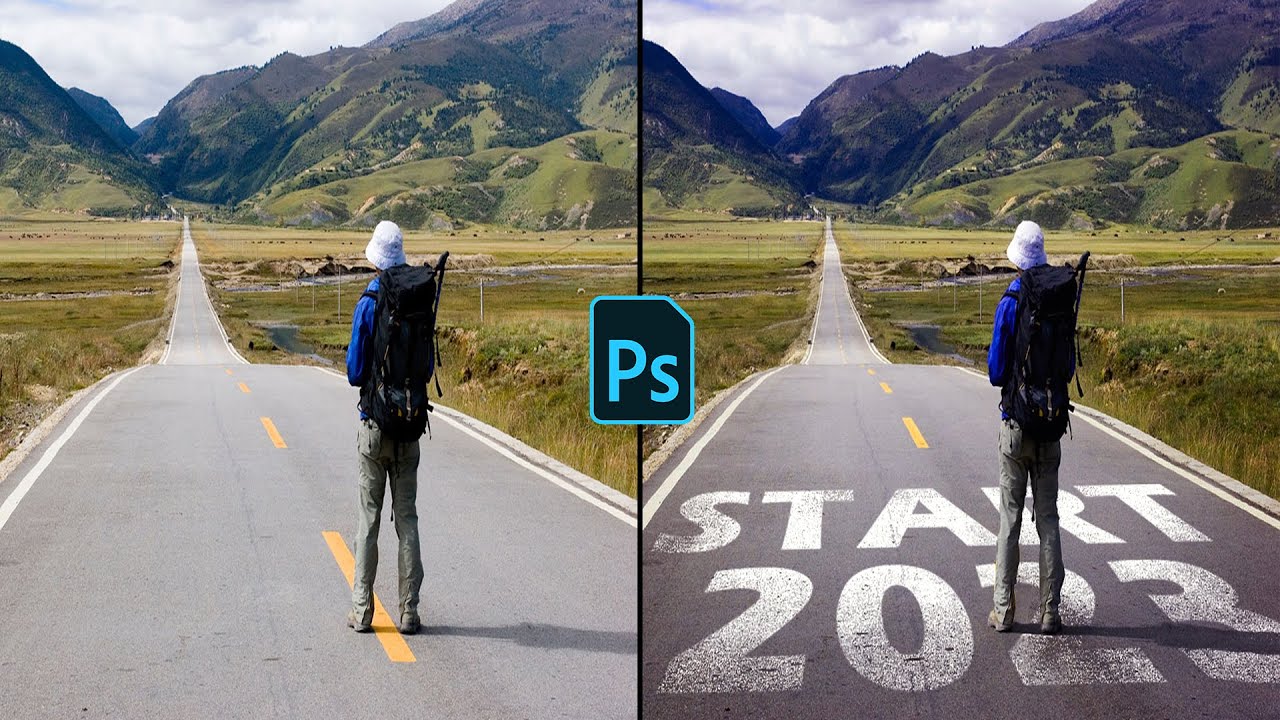 HOW TO PAINT TEXT ON THE ROAD IN PHOTOSHOP | PERSPECTIVE TEXT ...