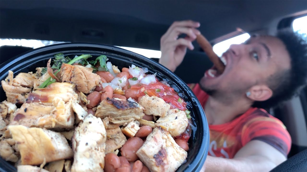 Eating El Pollo Loco Original Pollo Bowl & Churros Mukbang - YouTube