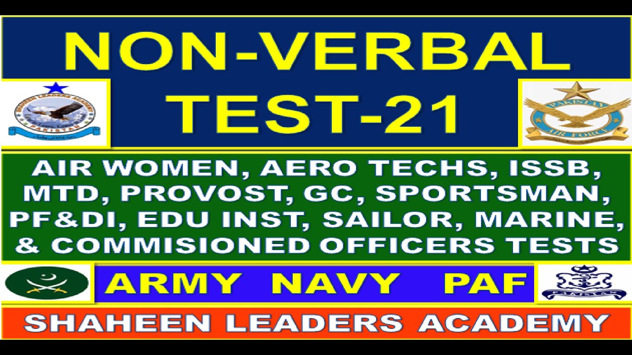 NON-VERBAL INTELLIGENCE TEST- 21 FOR PREPARATION OF PMA, NAVY, PAF AIR ...