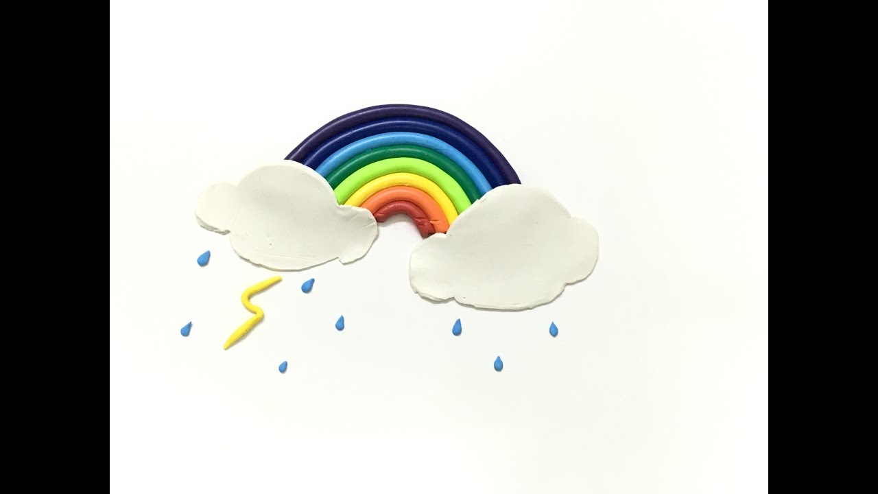 Make Play Dough Rainbow with Clouds and Rain | Lightning | colors ...