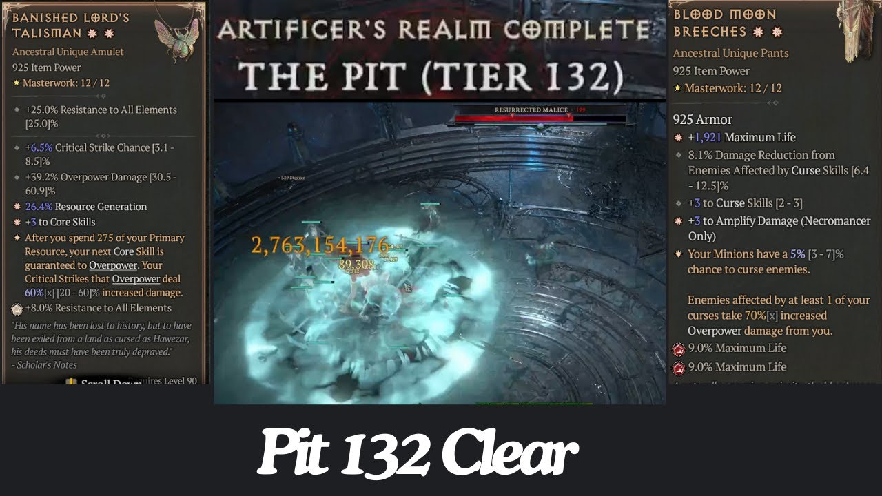 Diablo 4 : Bone Spirit Pit 132 Clear - YouTube