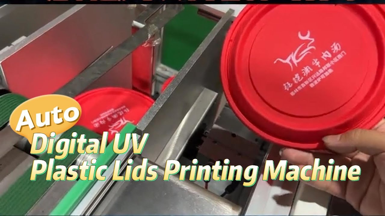White Color UV Digital Printing Machine For Plastic Lids - YouTube