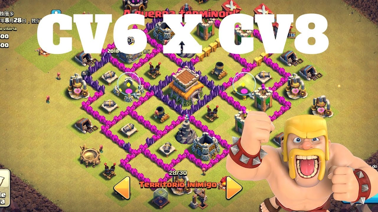 INCRÍVEL - PT CV6 X CV8 NA GUERRA CLASH OF CLANS - YouTube