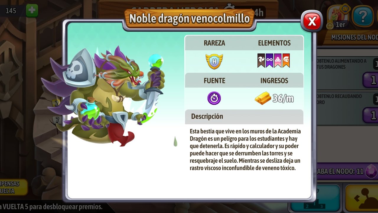Dragon City Carrera Heroica Noble Dragon Venocolmillo - YouTube