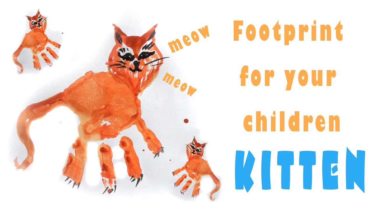 Drawing a cat | Craft | Handprint | Footprint | Рисование ладошками ...