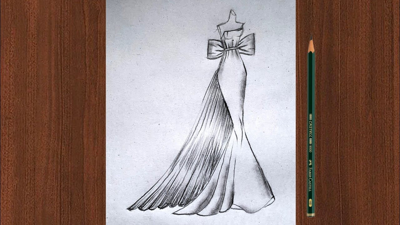 Dress drwaing | Fashion dress pencil art | Beautiful dress drawing ...