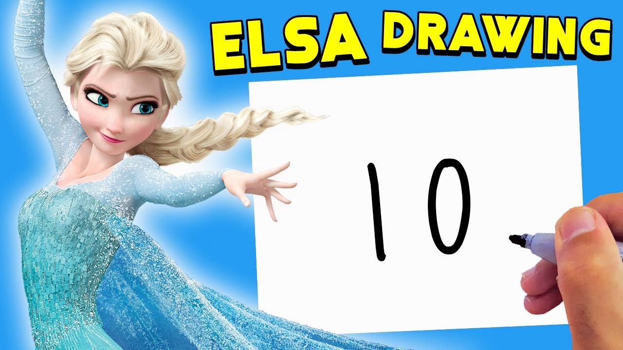 How to draw Elsa From Frozen Easy with Number 10 for beginners ...