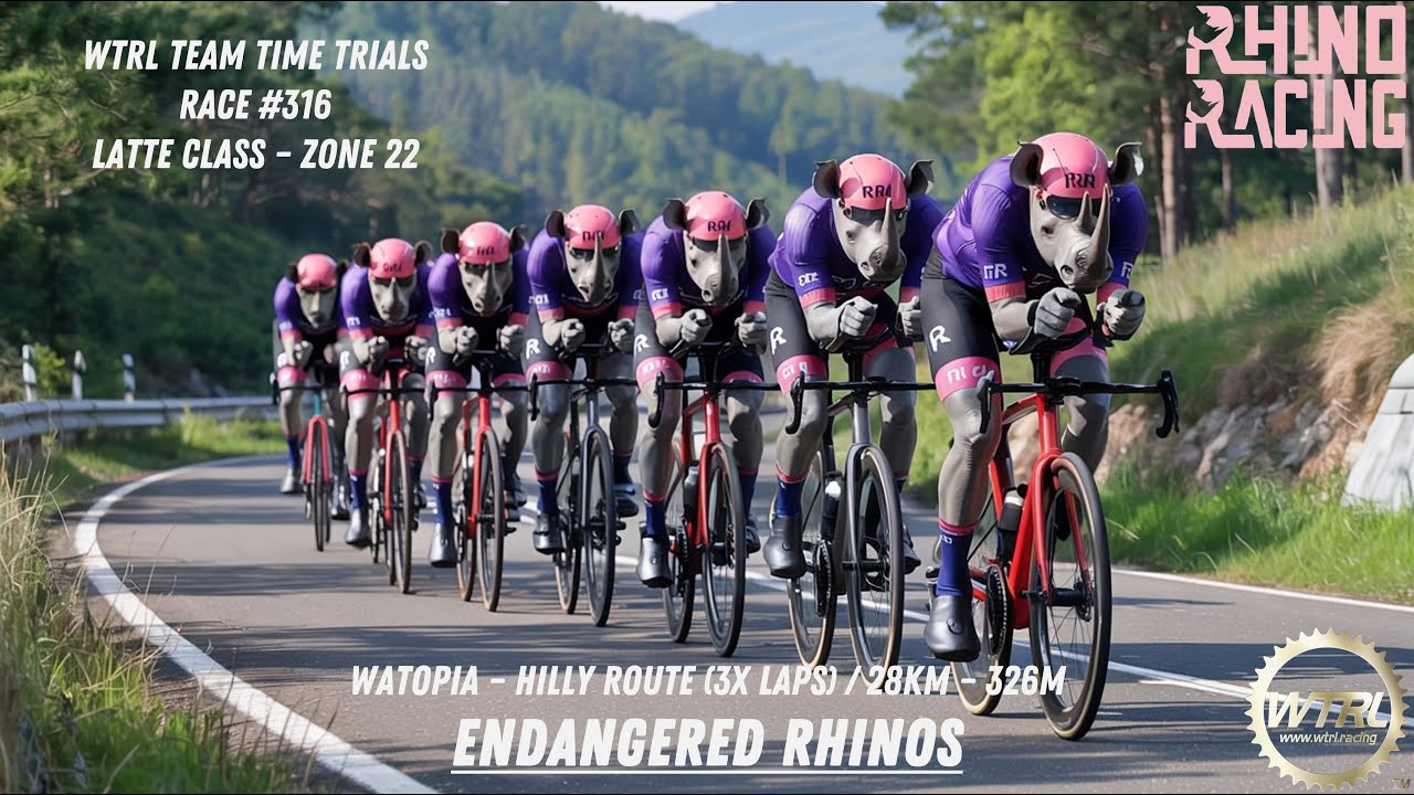 Rhino Racing | WTRL Team Time Trial #316 | Endangered Rhinos | Watopia ...