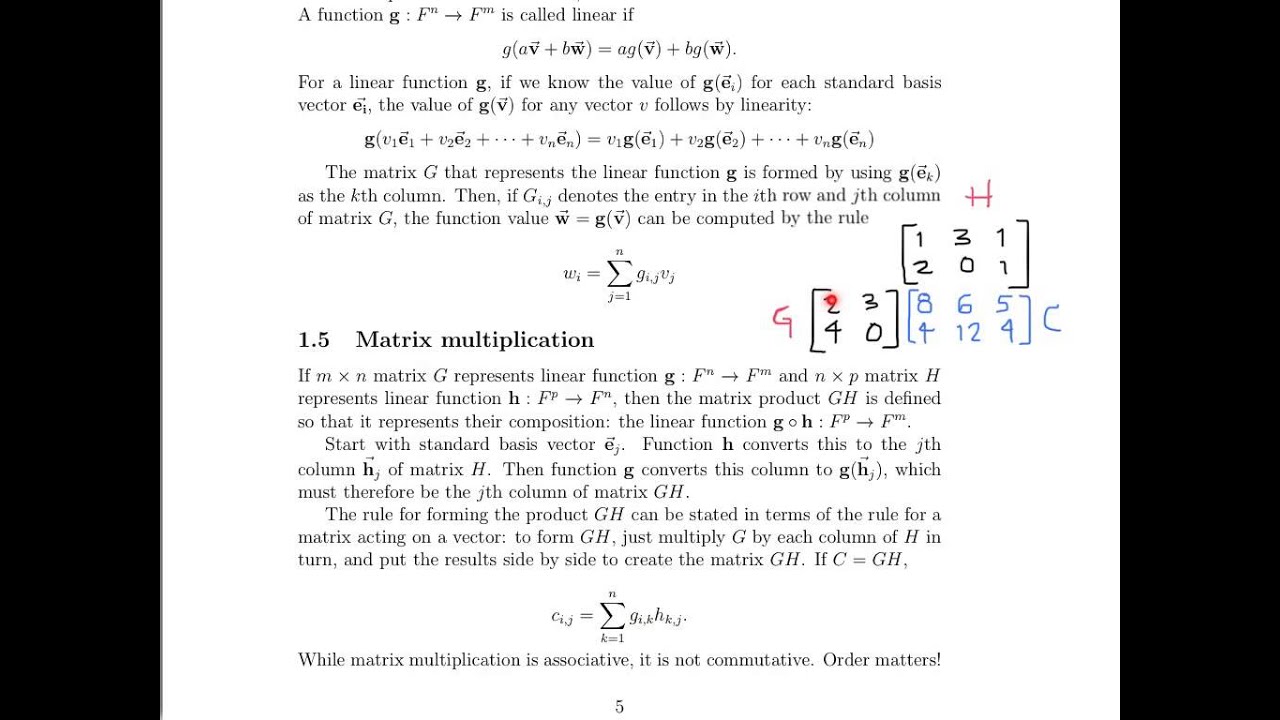 Math 23a. Week 1, Video 4: Matrix Multiplication, Inverse Functions ...